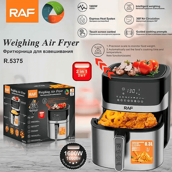 Airfyer RAF Ultimate Diamond LuX MAX , 8.3 Литра,1600 W, Без Мазнина + Подарък Книжка с Рецепти ...