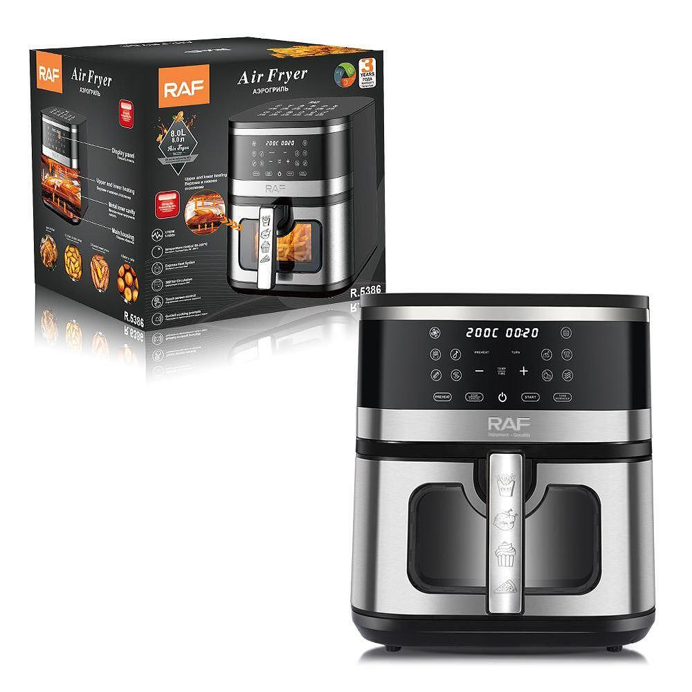 Airfryer RAF Maximus DualCrisp, 8 Литра, 1700W, Без Мазнина, С Горен и Долен Реотан + Подарък ...