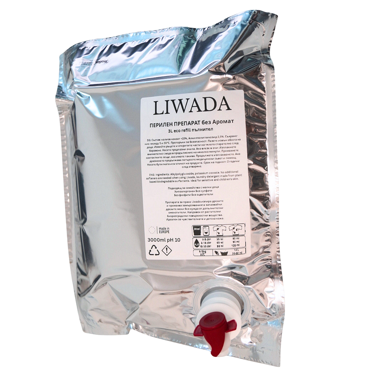 Течен препарат за пране – 3L eco refill пълнител LIWADA