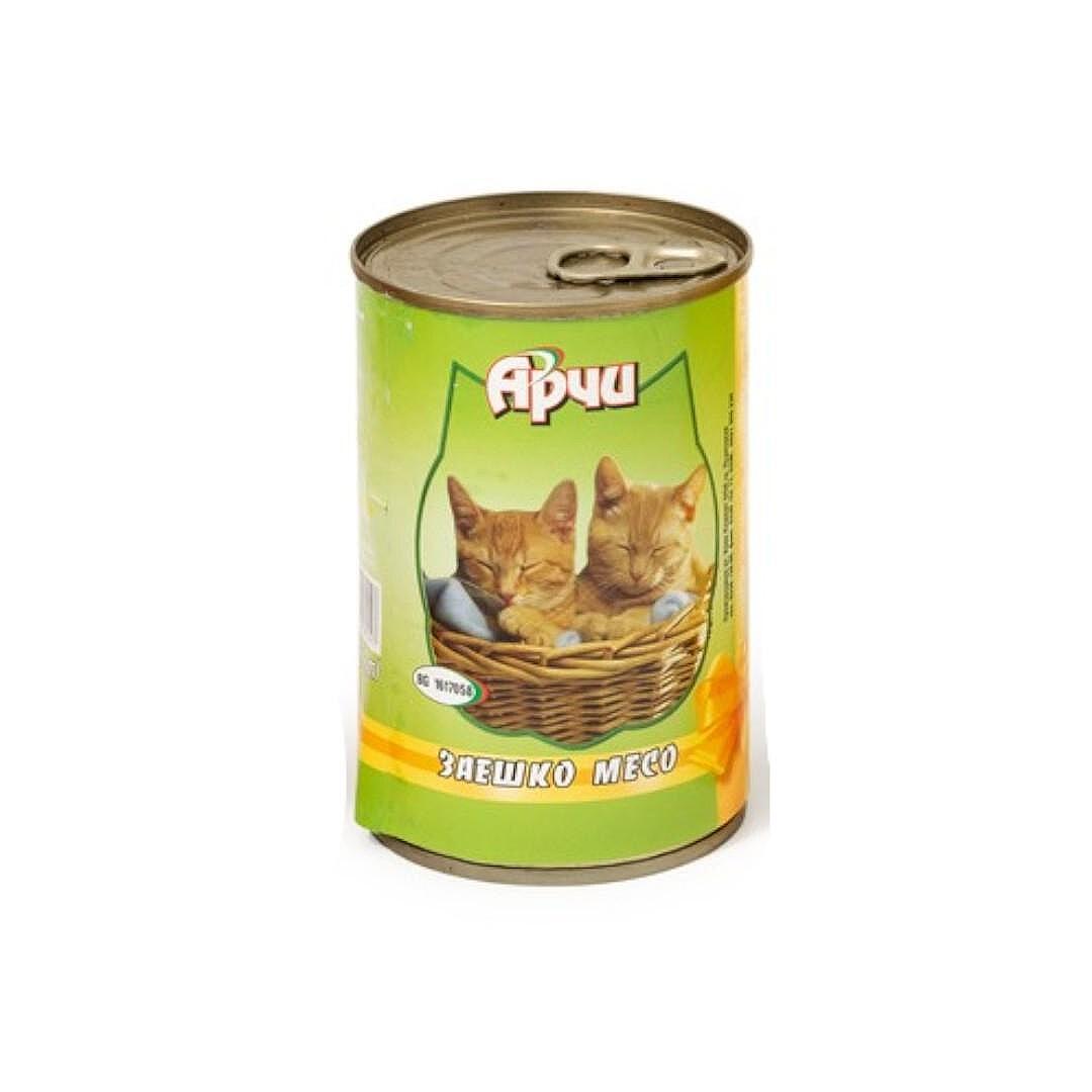 Котешка консерва Арчи 430гр Заешко