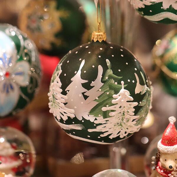Рисувани стъклени коледни топки | Уникална Коледна Украса | Dims-92