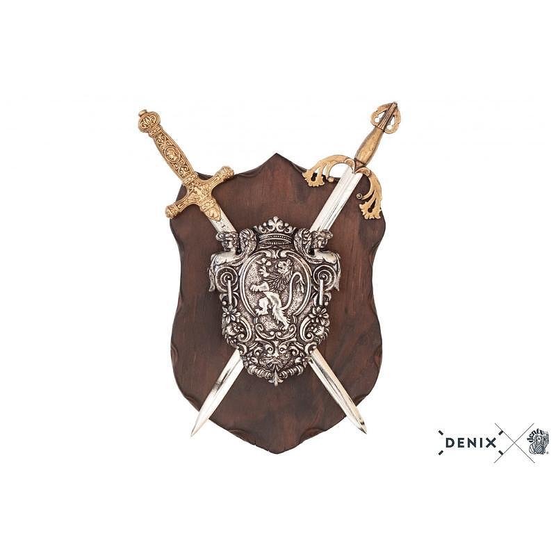 Средновековен герб с два декоративни меча – Denix, 21.5 см