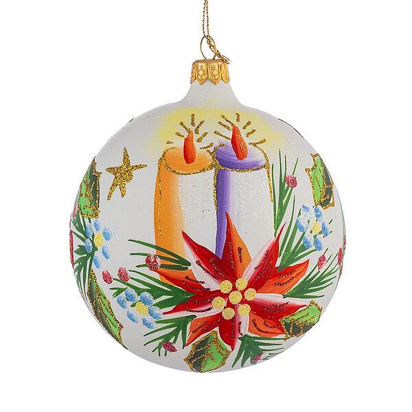 Коледна стъклена топка с ръчно рисувани свещи