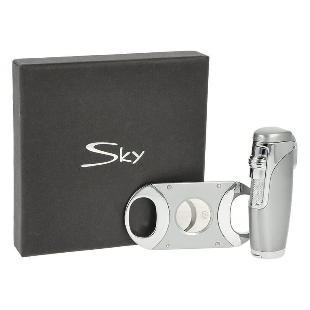 Комплект за пури SKY - 238358, запалка и резачка, троен jet пламък