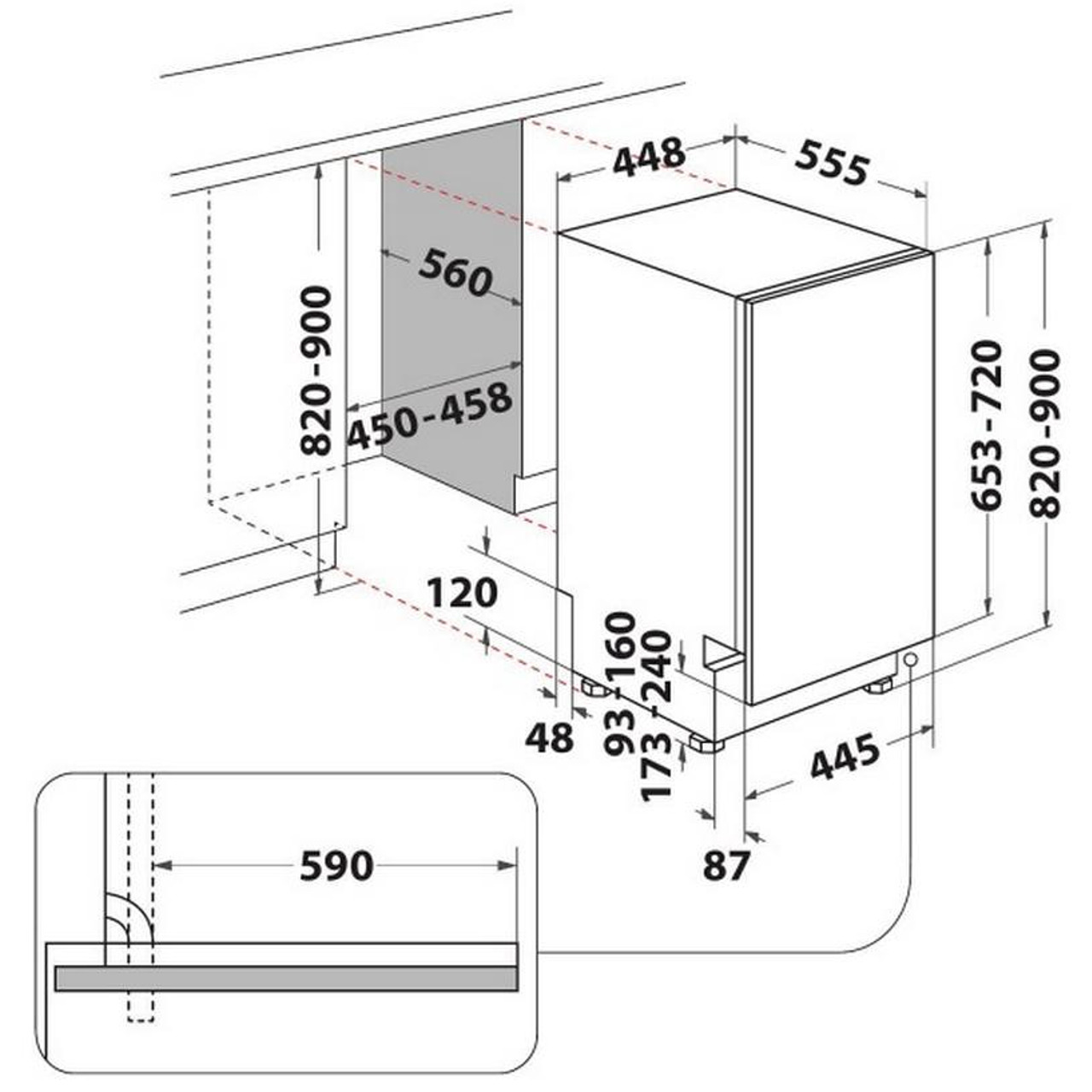 Съдомиялна машина за вграждане Indesit DSIO 3M24 C S