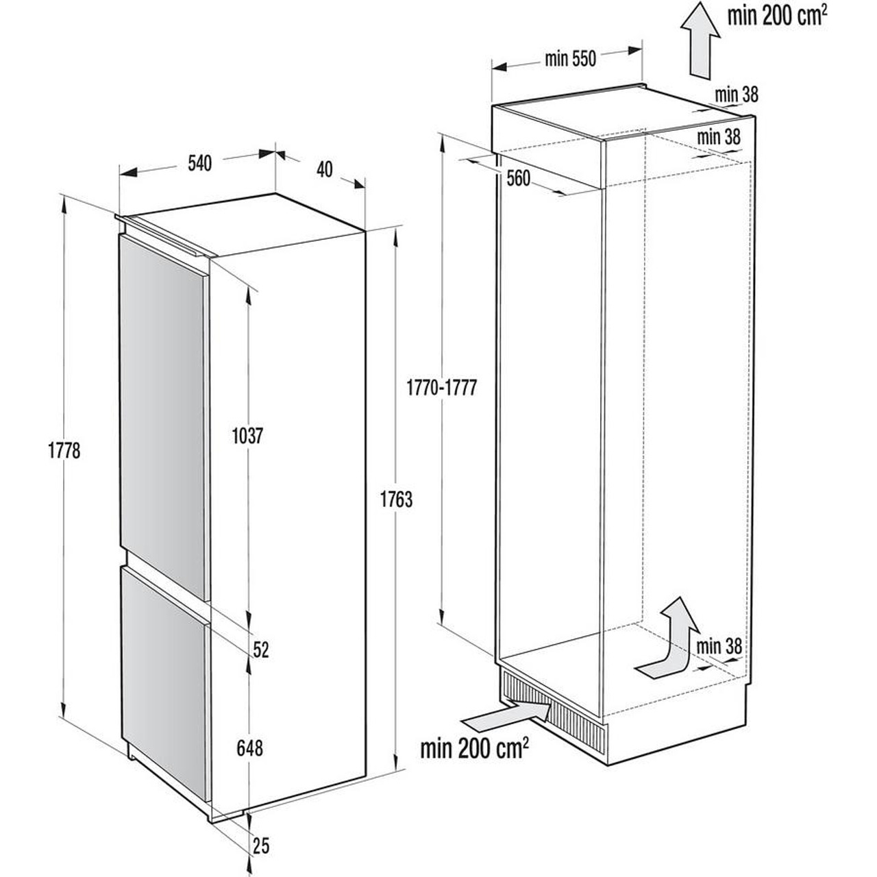 Вграден хладилник с фризер Gorenje RKI517EP1 , Да