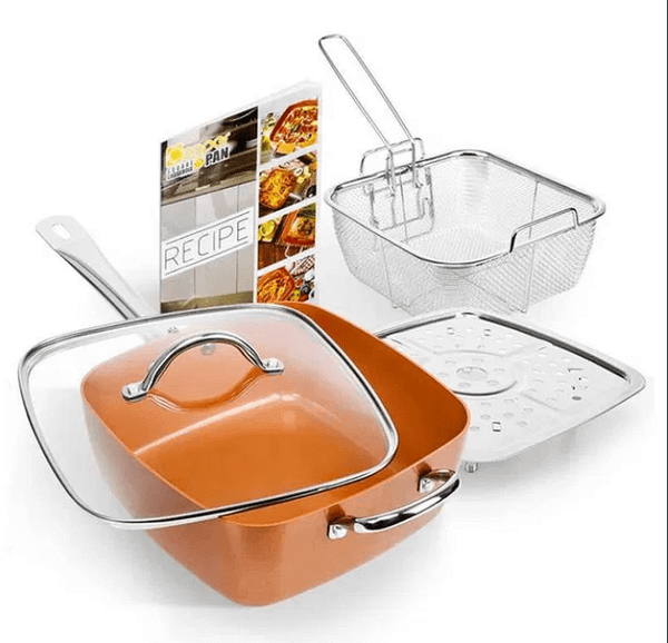 6 в 1 Мултифункционален Тиган Copper Chef НЕЗАЛЕПВАЩО ПОКРИТИЕ