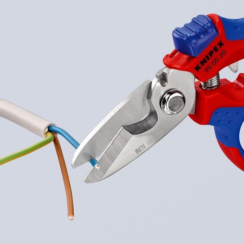 Cable Cutting and Crimping Scissors, chrome-plated, blue-red handle ...