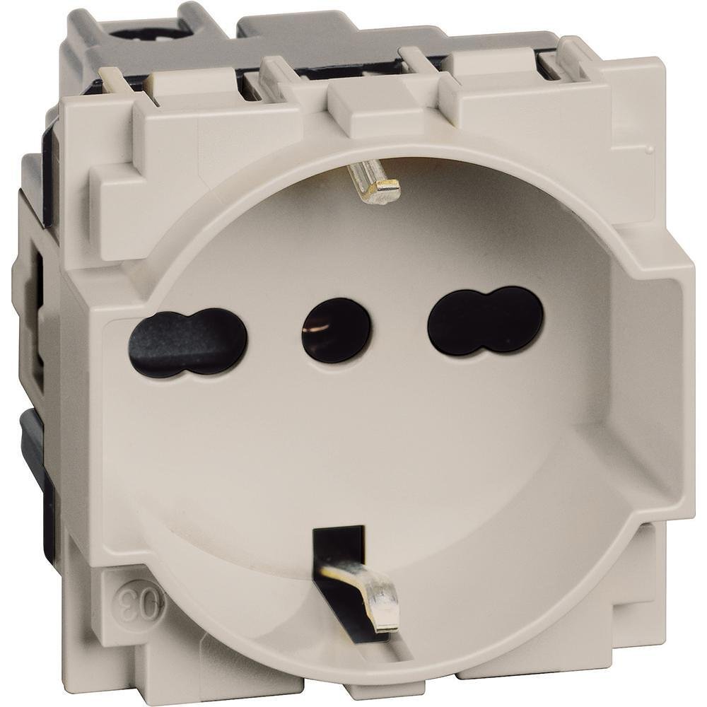SCHUKO/ITALIAN Standard Socket 2P+E 2 mod. 16A Child Protection Cream ...