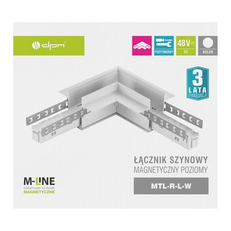 Конектор за магнитни релси за вътрешен монтаж, хоризонтален M-LINE, бял ...