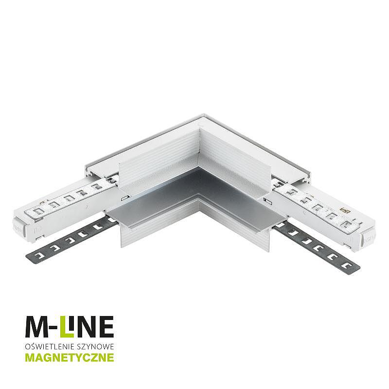 Magnetic track lines connector, inner, recessed, white, M-LINE
