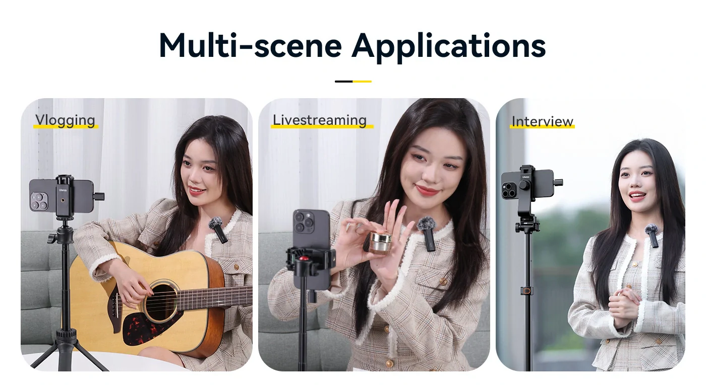 Ulanzi WM-10 Безжичен микрофон с щипка за смартфон или таблет IOS