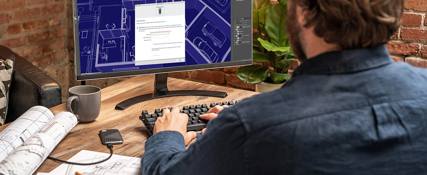 WD 500GB My Passport SSD външно преносимо устройство, до 1050 MB/s , Red