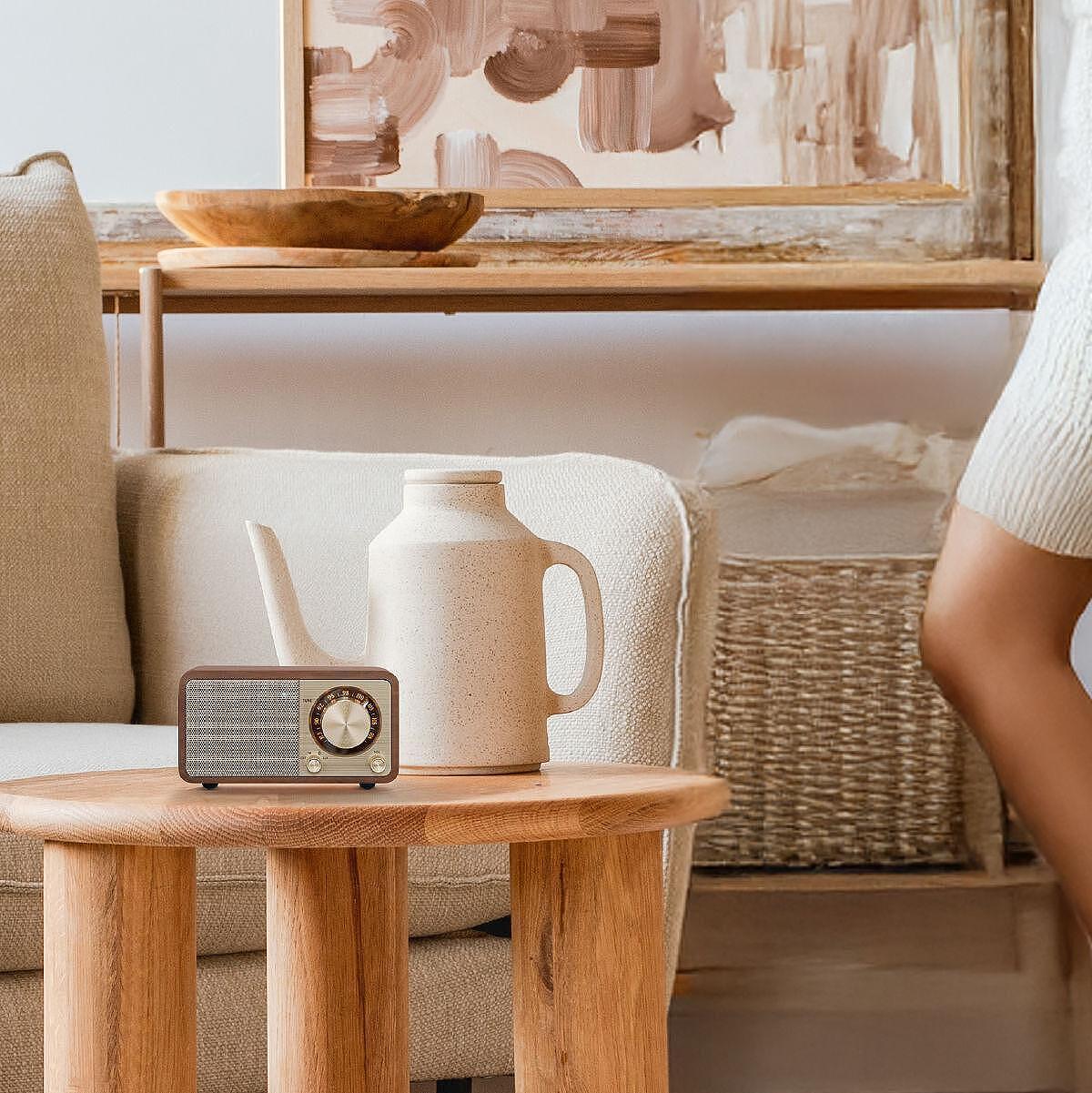 Sangean WR-7 PLUS Vintage Wooden FM Radio with BT & AUX