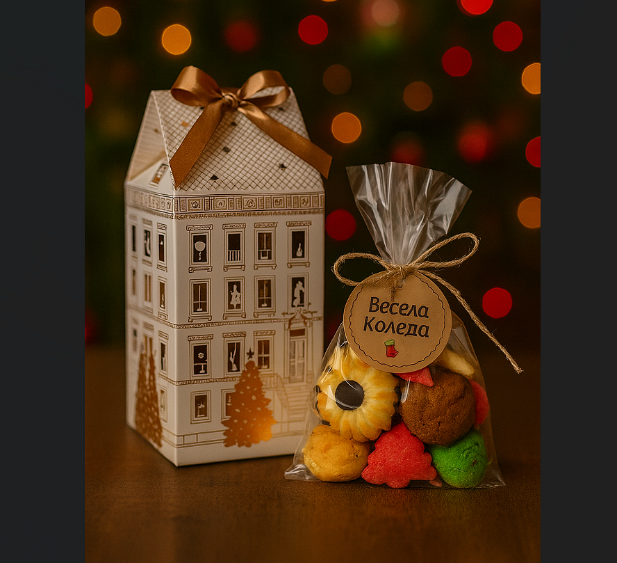 Микс коледни сладки в празнична кутия