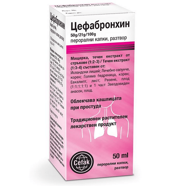 Цефабронхин перорални капки при кашлица 50мл Cefak | Cefabronchin oral ...