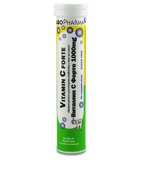 Витамин С ефервесцентни таблетки 1000мг х20 Abopharma | Vitamin C effervescent tab. 1000mg x20 ...