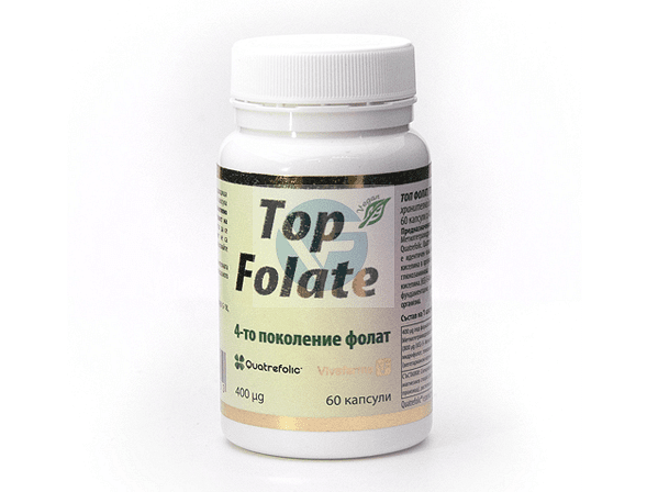 Топ фолат (Top Folate) - 60 Капсули - 0.400 мг.