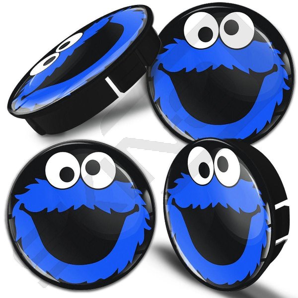 Custom Blue Cartoon Eyes Center Caps for Alloy Wheels 60 mm