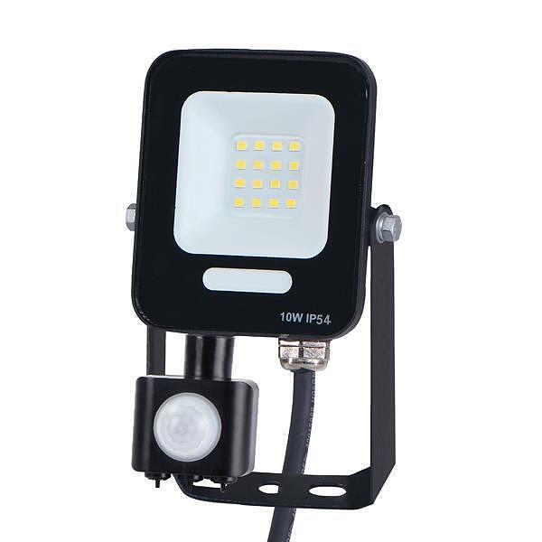 PROJECTOR LED SMD WITH ROTADED MOVEMENT DETECTOR 10W BLACK IP54 6500K PLUS 10W | Eurolamp LED
