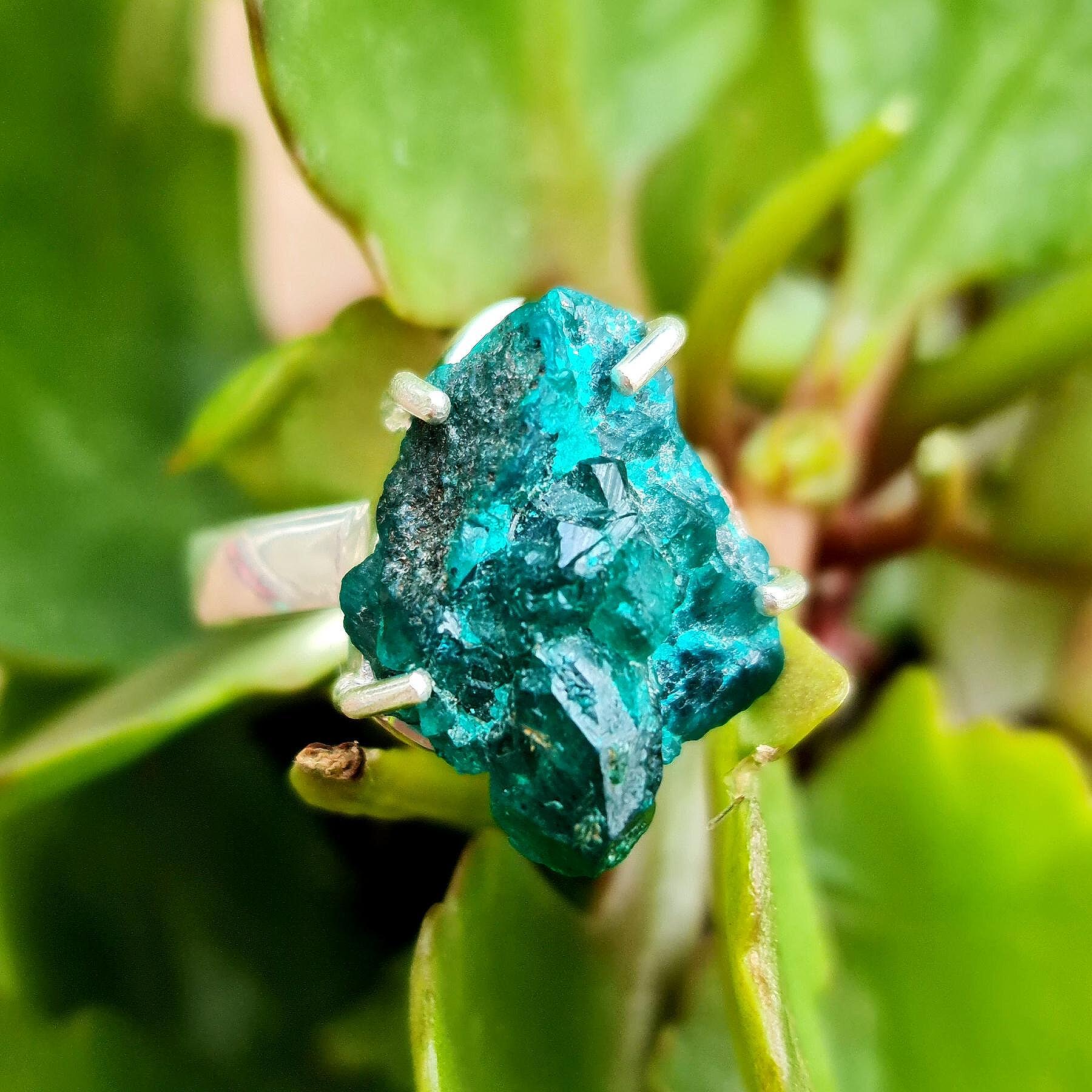 Сребърен пръстен с Диопсид