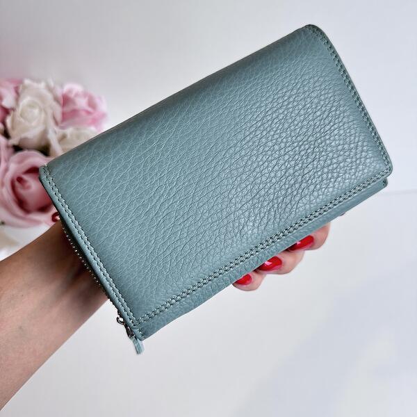 Кожено Светло Синьо Портмоне - Модел 1000