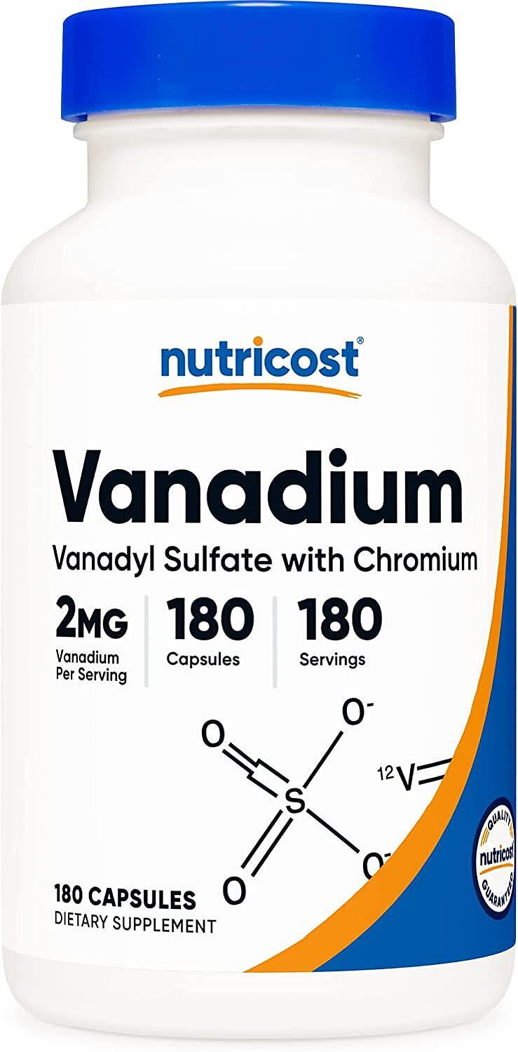 Nutricost, Vanadium/ Ванадий (Ванадил сулфат + Хром), 180 капсули