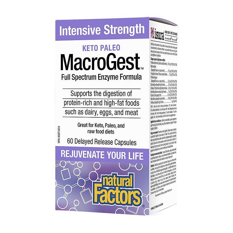Natural Factors, MacroGest™ Keto Paleo Full Spectrum Ензимна формула 206 mg x 60 капсули
