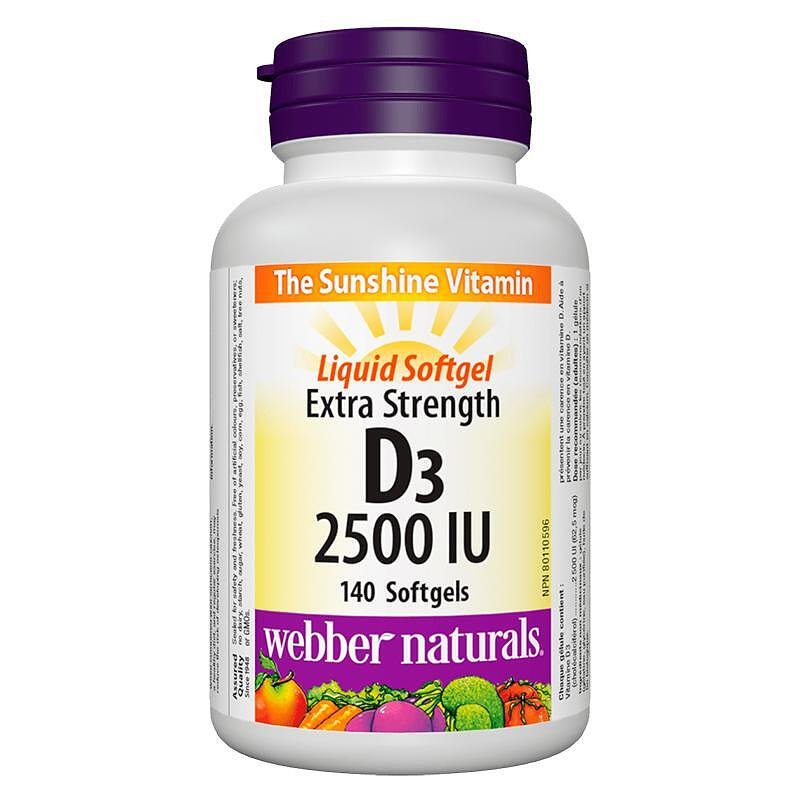 Webber Naturals, Витамин D3 2500 IU x 140 софтгел капсули