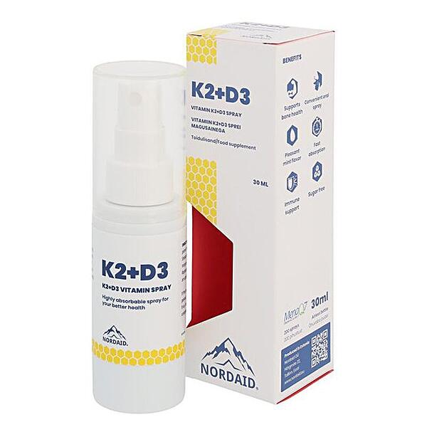 K2 + D3 Spray Орален спрей с витамини K2 + D3, Nordaid