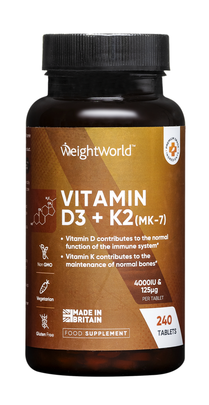 Витамин D3 + K2, 240 таблетки, Weight World